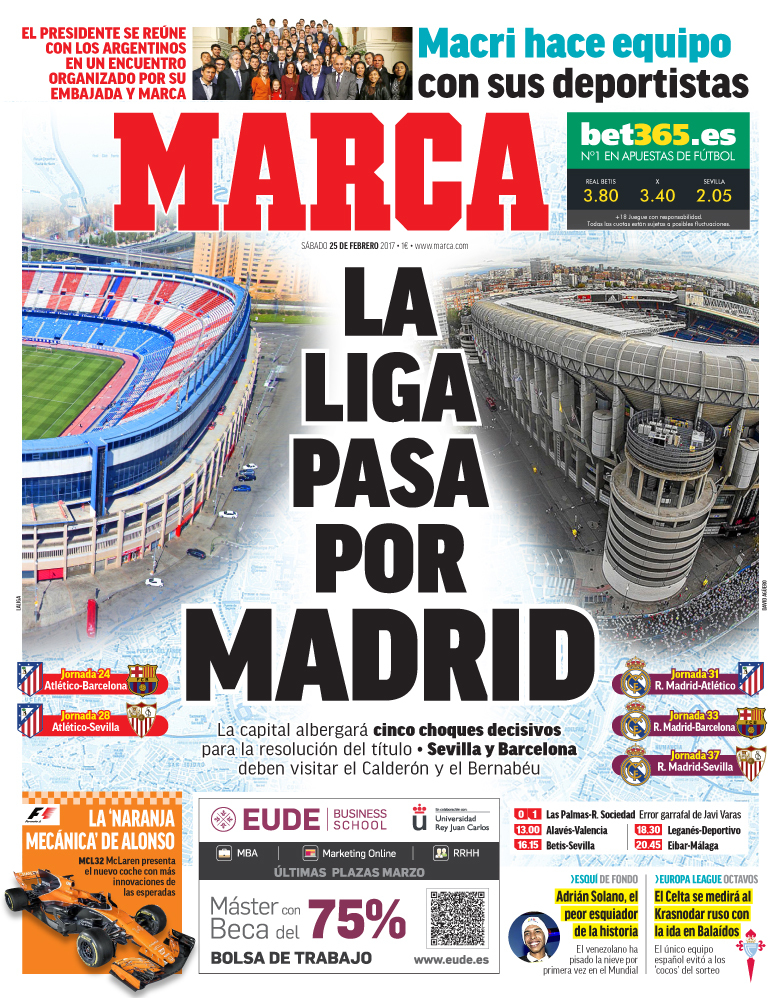 Biggest headlines from Saturday's sporting press -Laliga must be won in ...