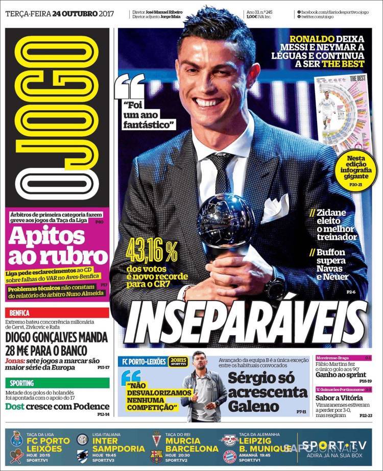 The winners of 'The Best' Awards dominate the covers of the main sports ...