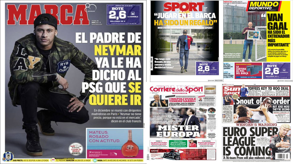 MARCA - Press Review: Neymar and Madrid, the farewell of Iniesta - Here ...