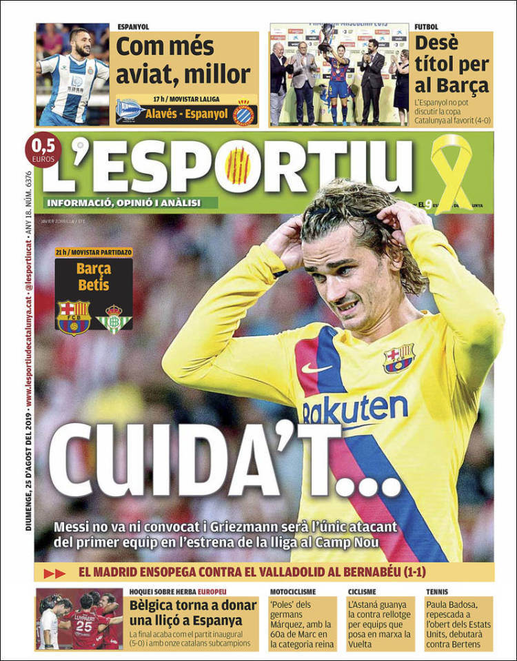 El tropiezo del Madrid y la previa del duelo del Barça, en las portadas ...