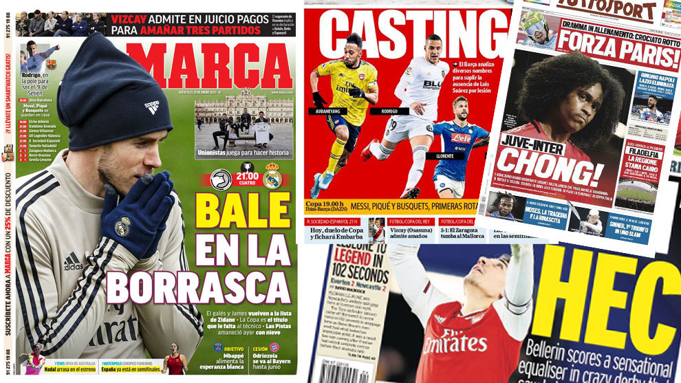 Real Madrid and Barcelona's Copa openers feature on Wednesday's front ...