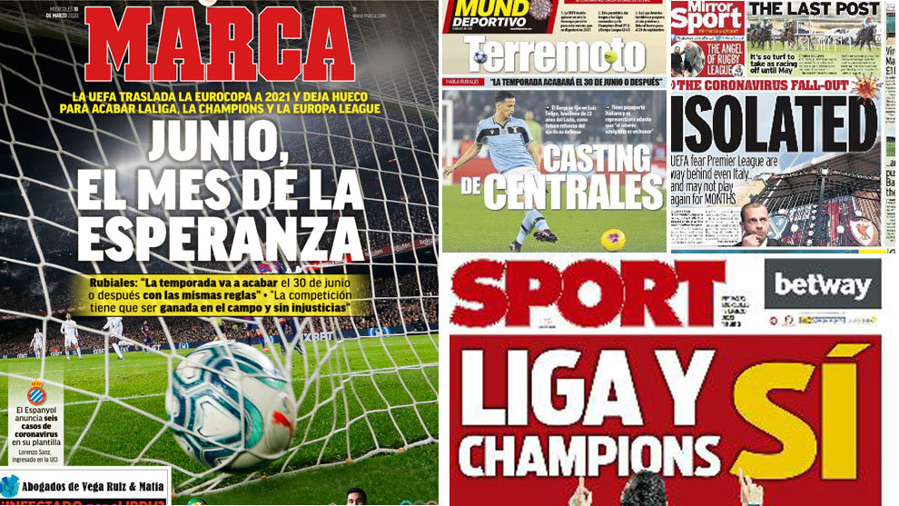 Rescheduled European Championship the focus of Wednesday's front pages ...
