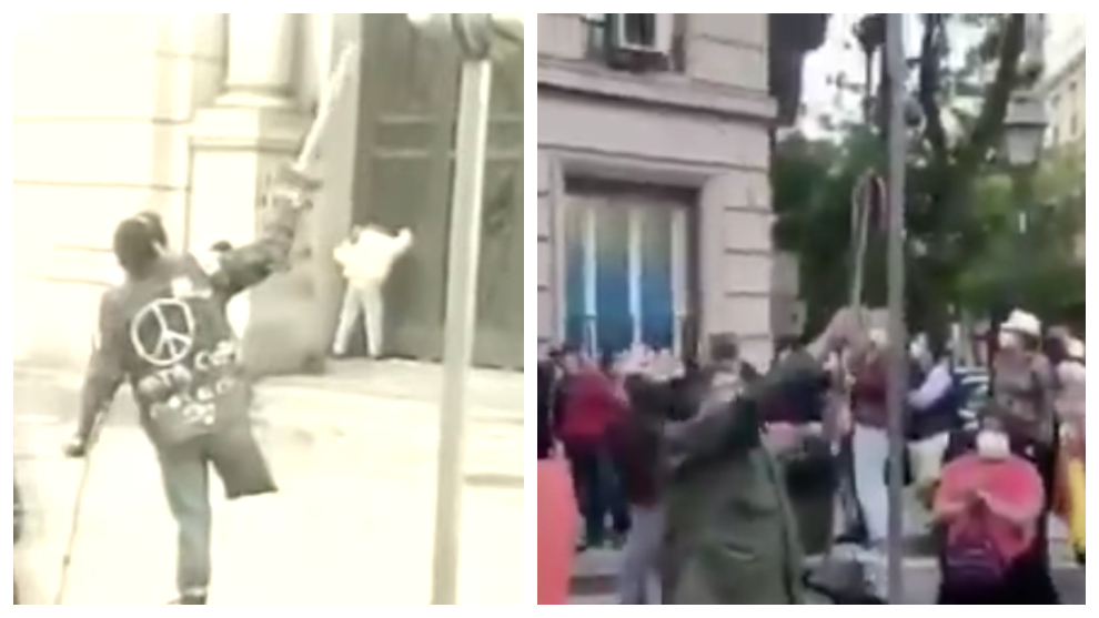 Barrio de Salamanca: el manifestante del palo de escoba que se asemeja ...